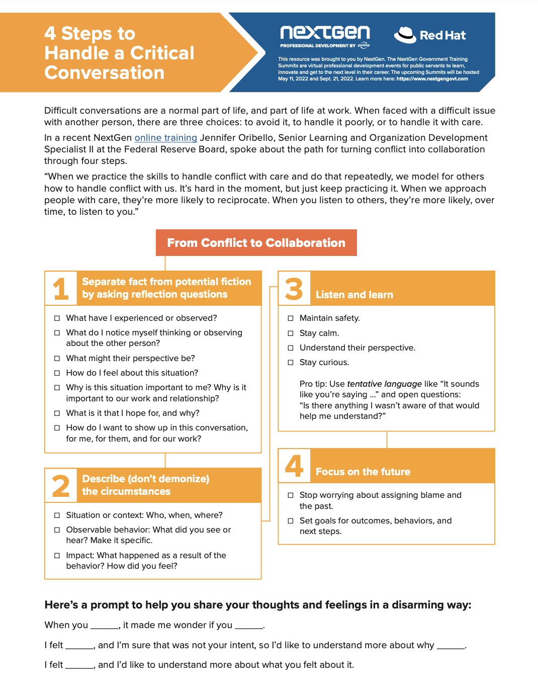 4 Steps to Handle a Critical Conversation » Resources | GovLoop